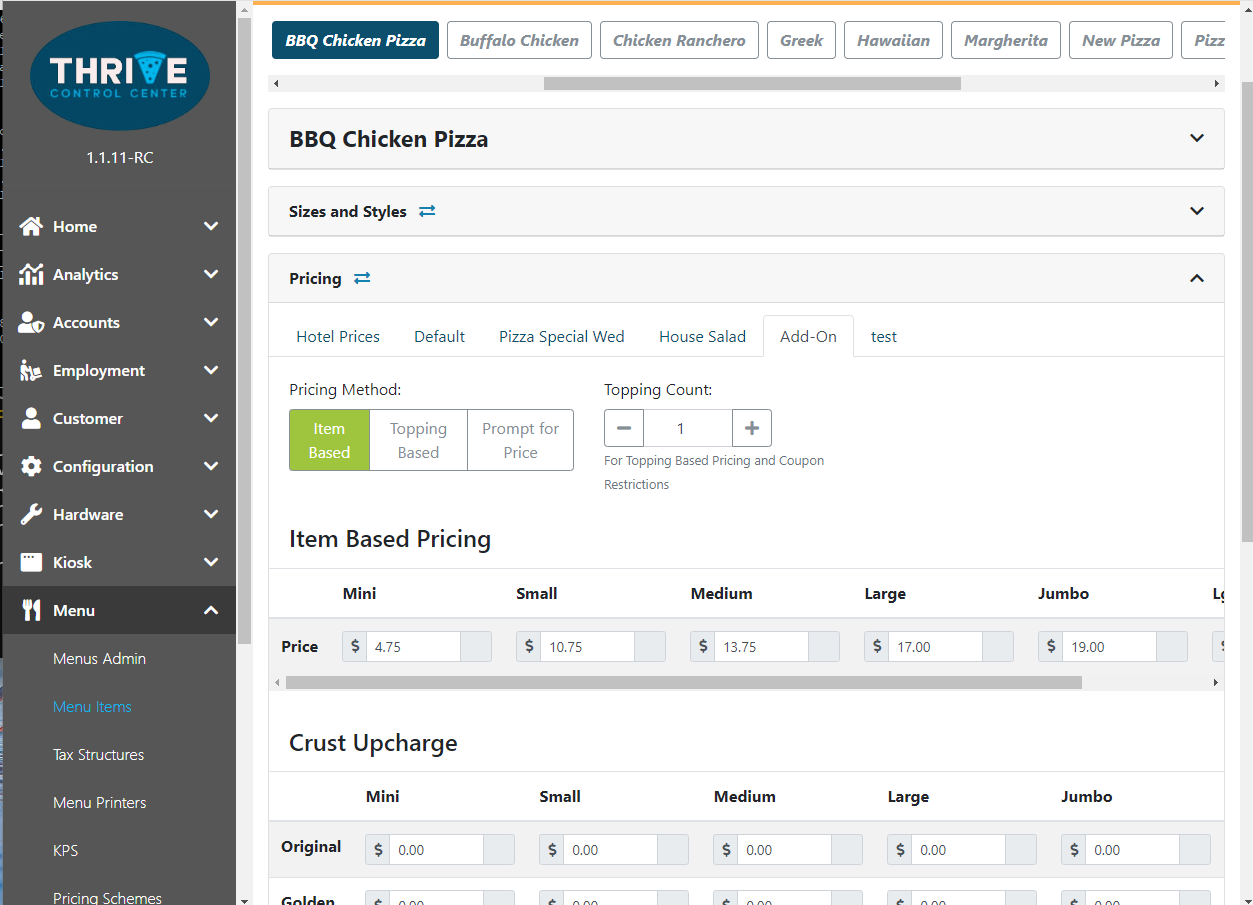 Thrive Control Center: Menu Builder Item Navigation Improvements