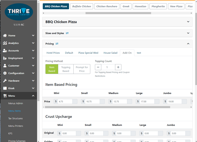 Thrive Control Center: Menu Builder Item Navigation Improvements